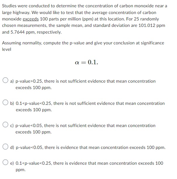 Solved Studies were conducted to determine the concentration | Chegg.com