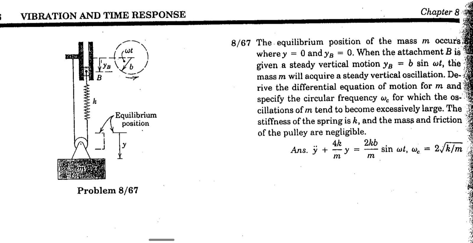 Solved VIBRATION AND TIME RESPONSE Chapter 8 8/67 The | Chegg.com