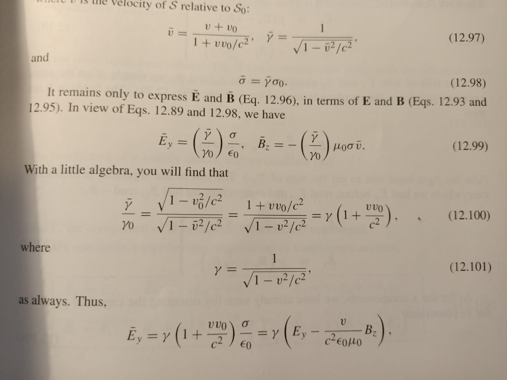 Solved Velocity of S relative to So: v + vo 1 + vvo/c2' 1 | Chegg.com