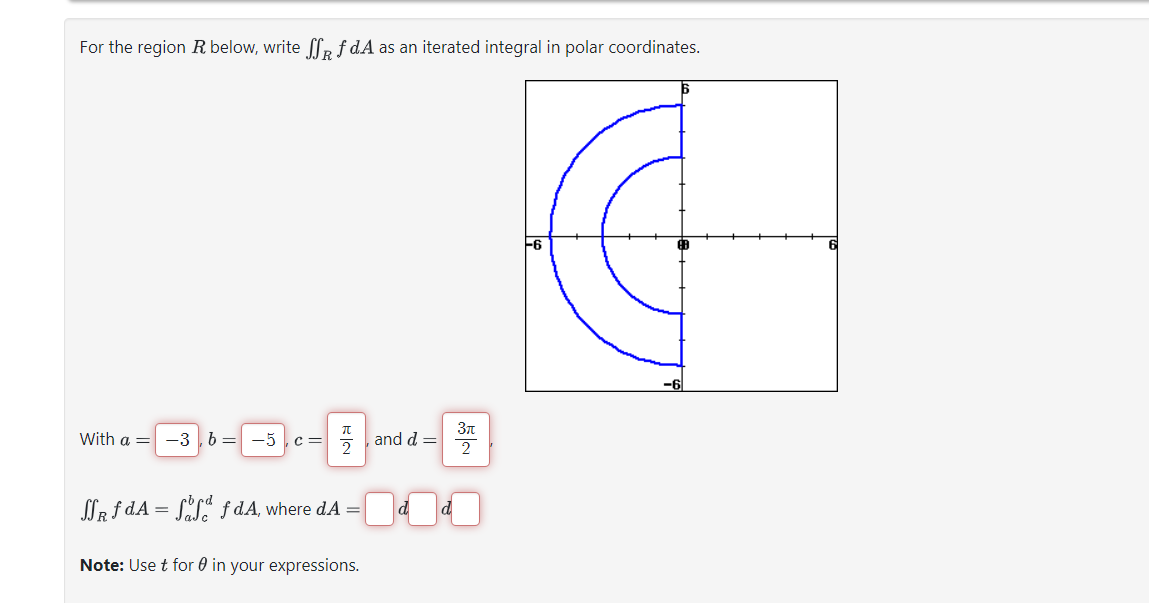 Solved For the region R below, write ∬_(R)fdA as an iterated | Chegg.com