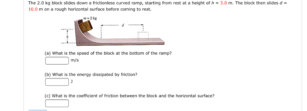 Solved The 2.0 kg block slides down a frictionless curved | Chegg.com
