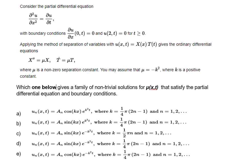 Solved Consider the partial differential equation | Chegg.com