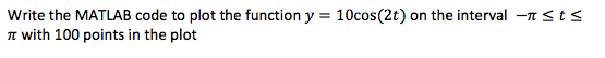 Solved Write the MATLAB code to plot the function y = | Chegg.com