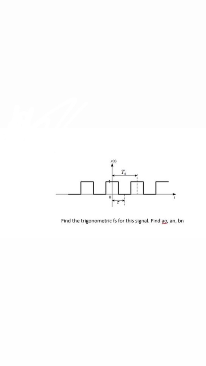 Solved Find the trigonometric fs for this signal. Find ao, | Chegg.com