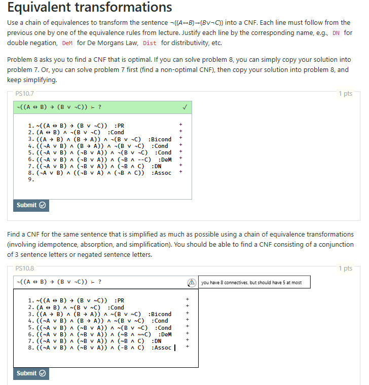 [Solved]: Equivalent transformations Use a chain of equivale