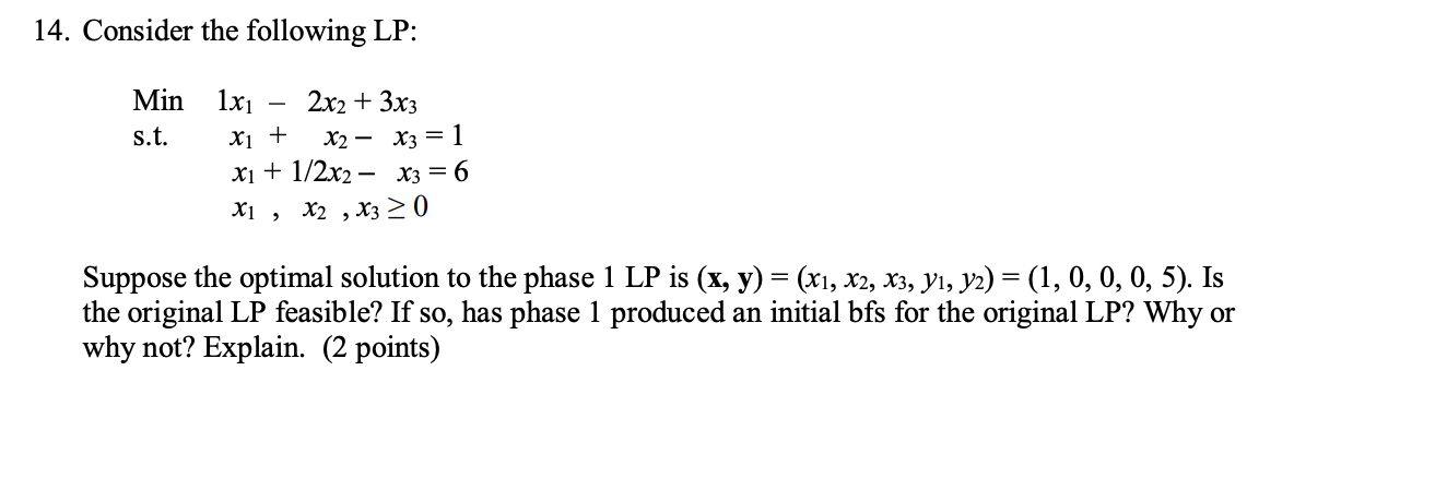 Solved 14. Consider the following LP: Min s.t. | Chegg.com