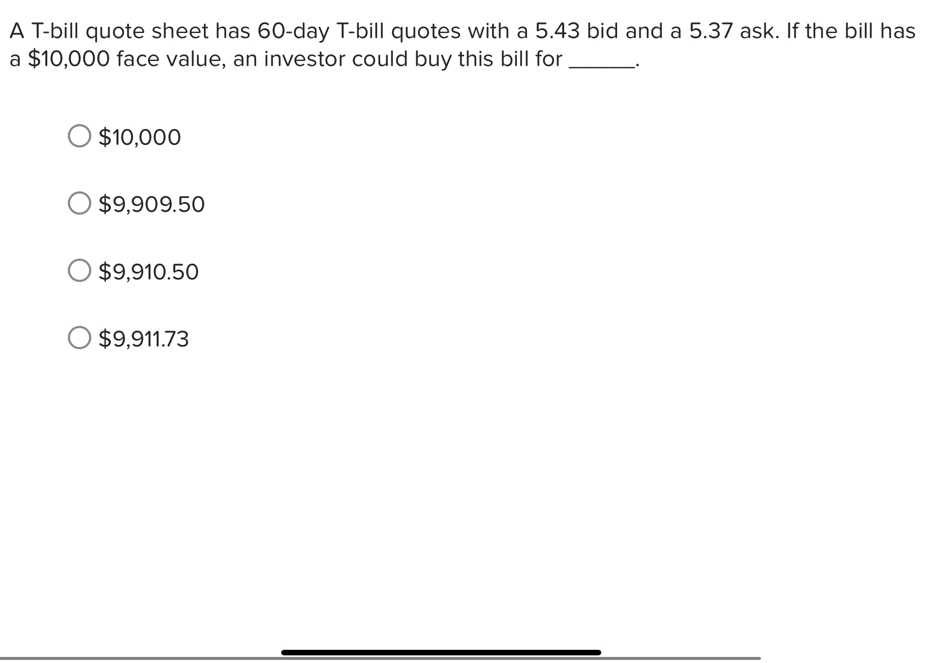 Solved A T-bill quote sheet has 60 -day T-bill quotes with a | Chegg.com