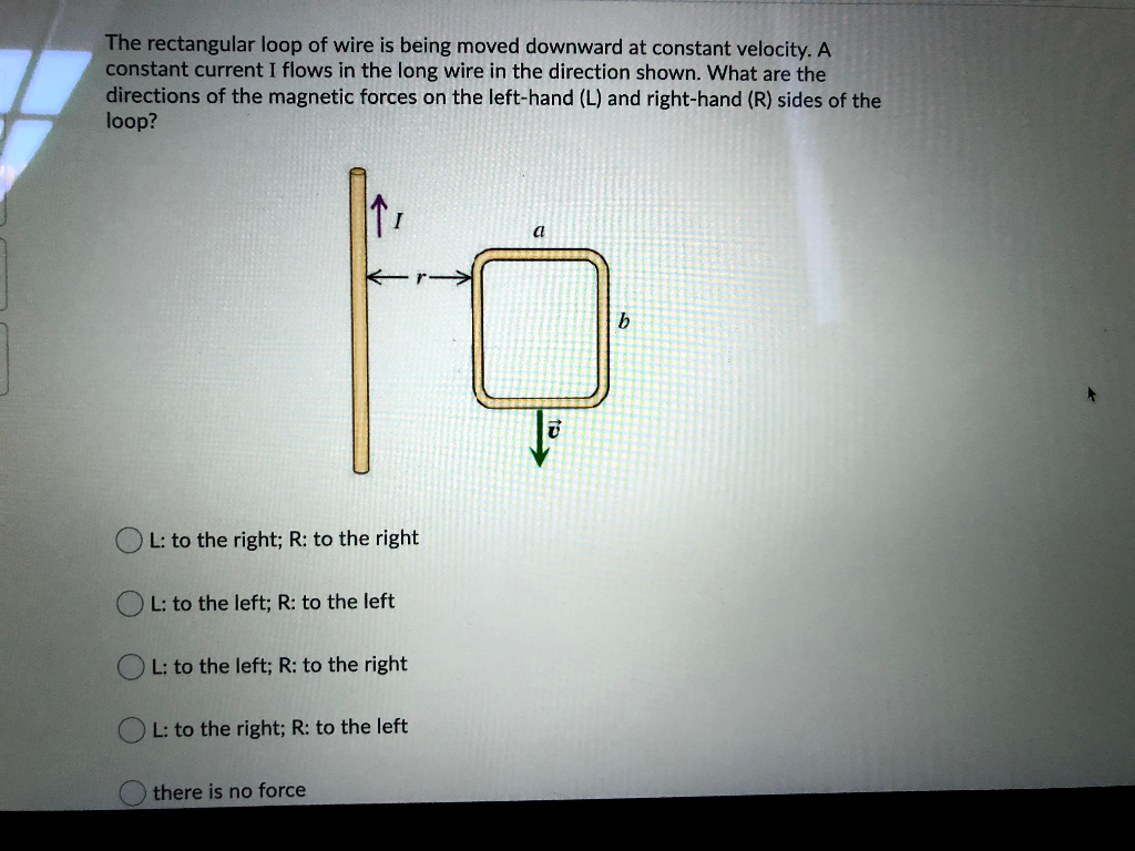 Solved The rectangular loop of wire is being moved downward | Chegg.com
