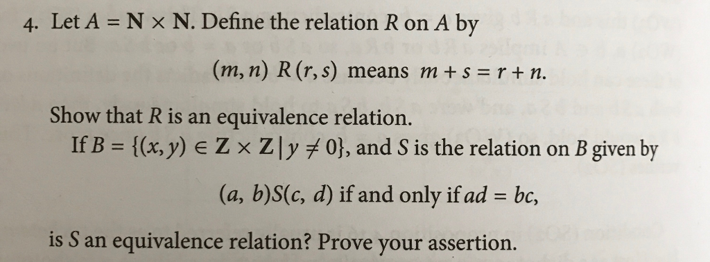 Solved 4. Let A - N x N. Define the relation R on A by (m, | Chegg.com