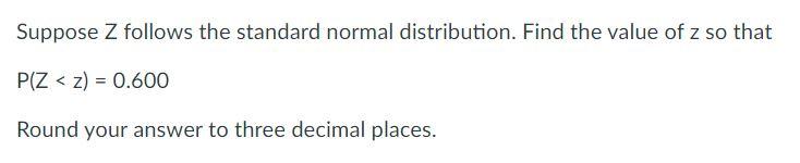 Solved Suppose Z follows the standard normal distribution. | Chegg.com