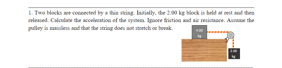 Solved 1. Two blocks are connected by a thin string. | Chegg.com