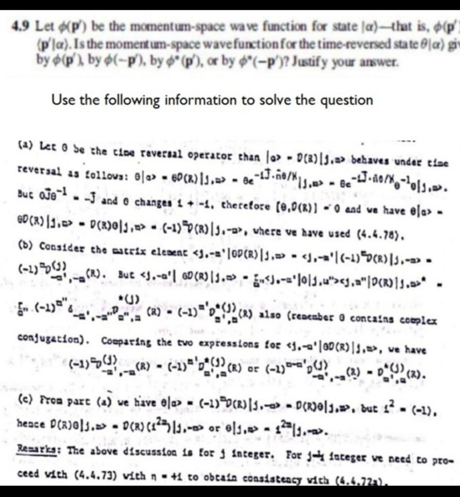 4 9 Let Op Be The Momentum Space Wave Function For