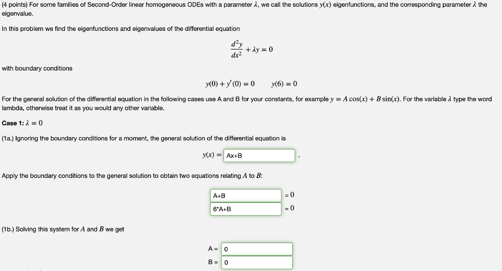Solved (4 points) For some families of Second-Order linear | Chegg.com