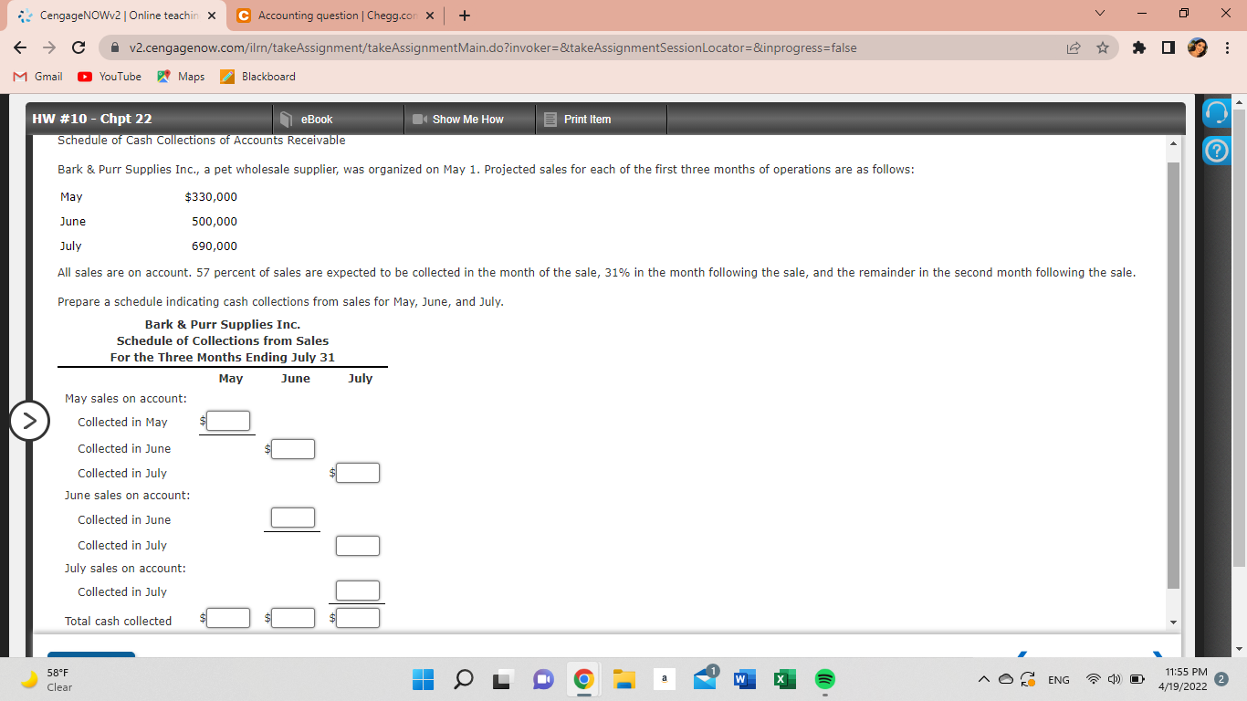 Solved Х CengageNOWv2 | Online teachin x C Accounting | Chegg.com
