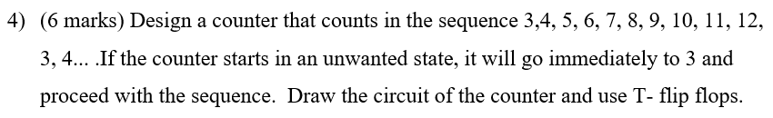 Solved 4) (6 marks) Design a counter that counts in the | Chegg.com