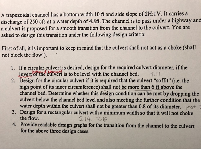 Solved A trapezoidal channel has a bottom width 10 ft and | Chegg.com