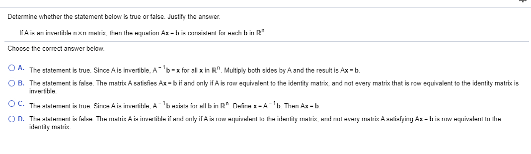 Solved Determine whether the statement below is true or | Chegg.com