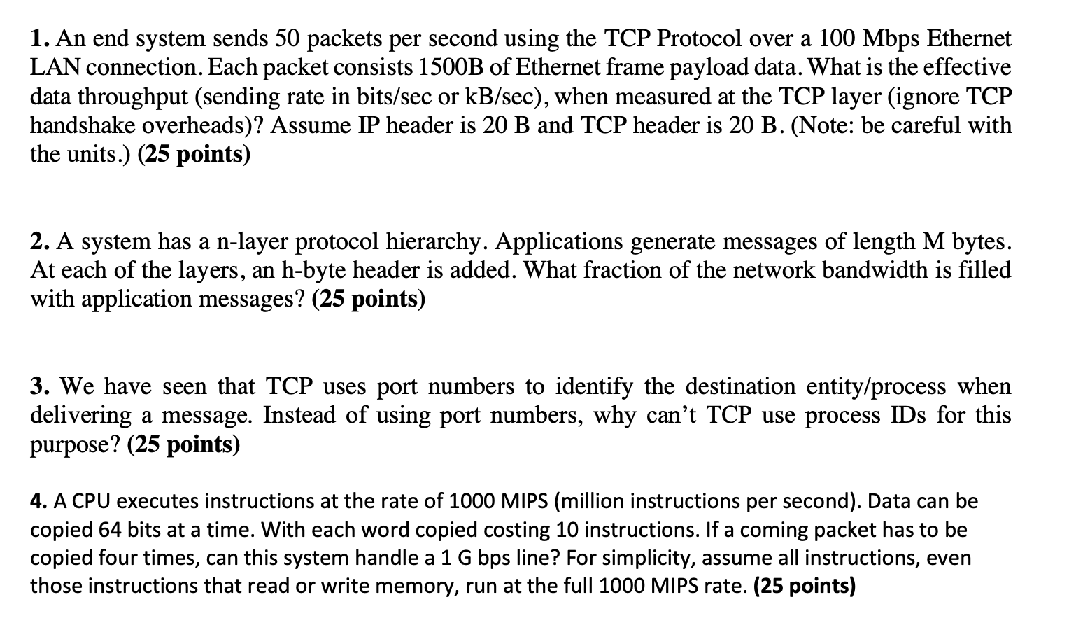Solved 1. An end system sends 50 packets per second using | Chegg.com