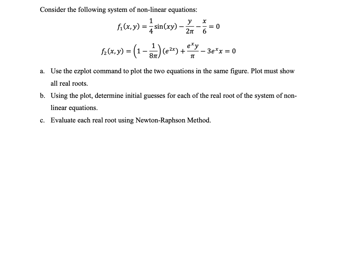 Solved Consider the following system of non-linear | Chegg.com
