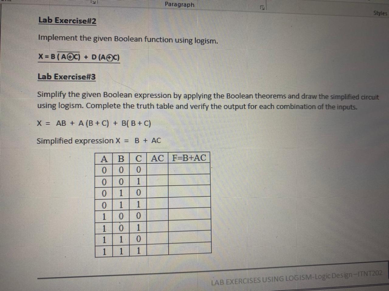 Solved Paragraph kl Styles Lab Exercise#2 Implement the | Chegg.com
