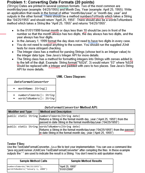 Solved Problem 1: Converting Date Formats (20 points) | Chegg.com