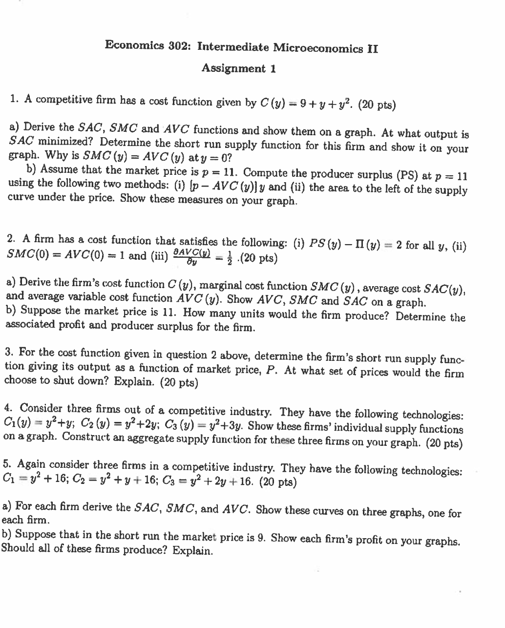 Solved Economics 302: Intermediate Microeconomics | Chegg.com