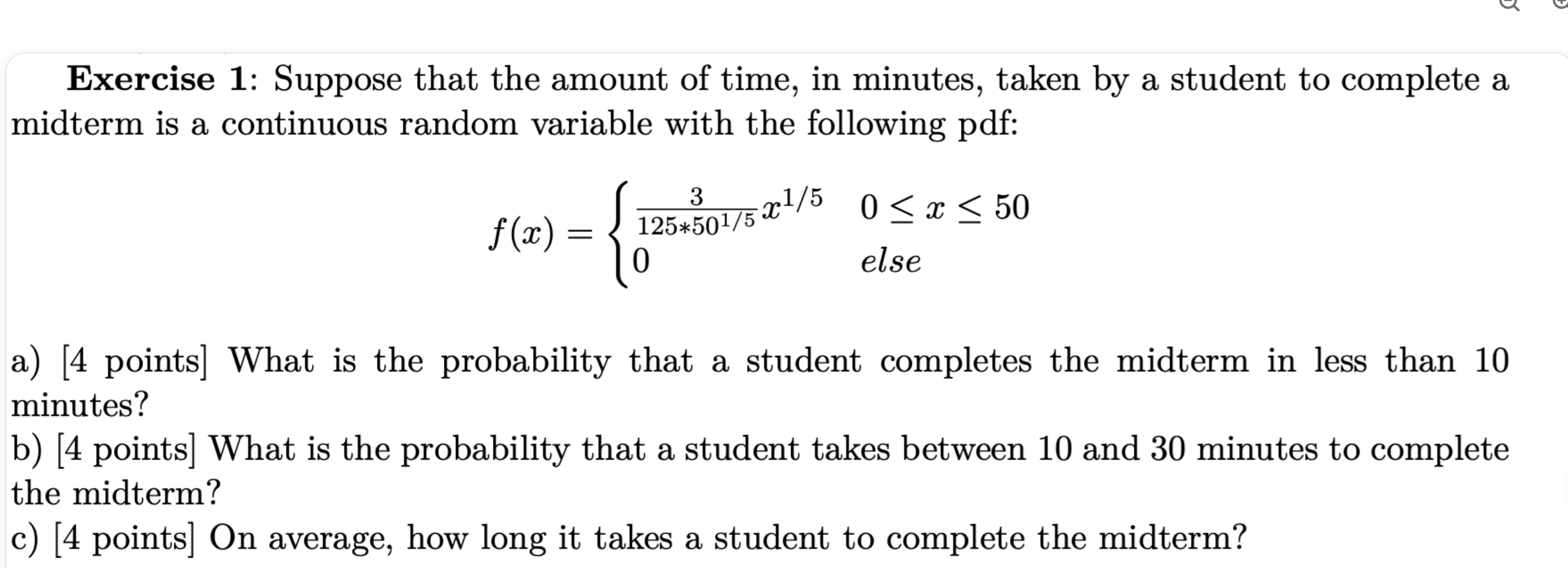 Solved Exercise 1 Suppose That The Amount Of Time In 