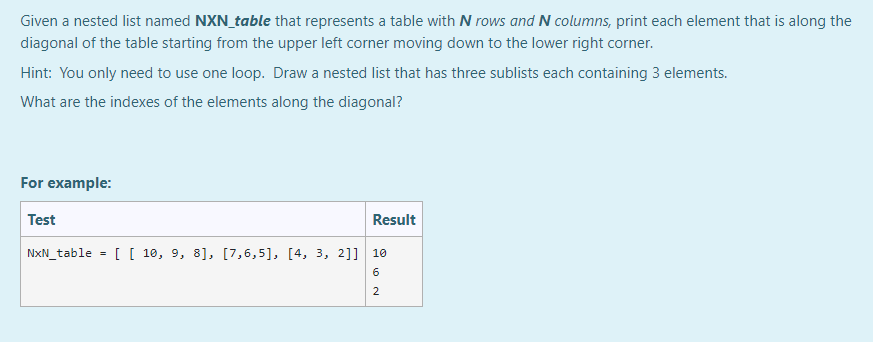 Solved These two questions are together: Given a nested | Chegg.com