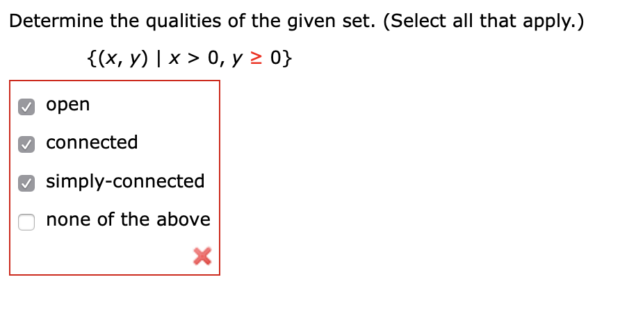 Solved Determine the qualities of the given set. (Select all | Chegg.com