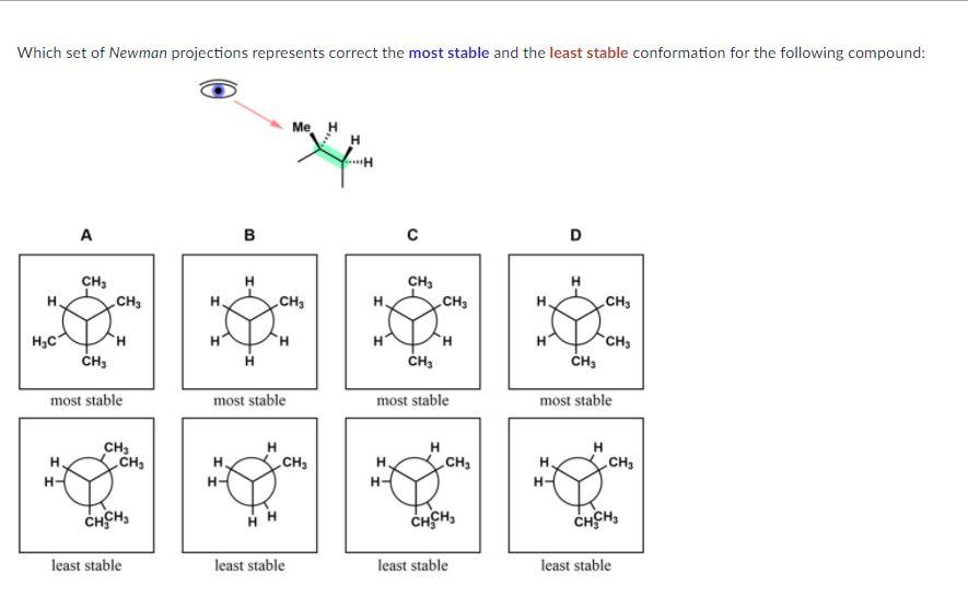 Solved Which set of Newman projections represents correct | Chegg.com