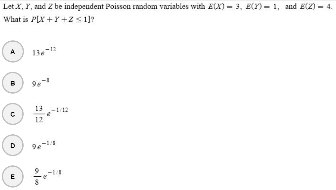 Solved Let X, Y, and Z be independent Poisson random | Chegg.com