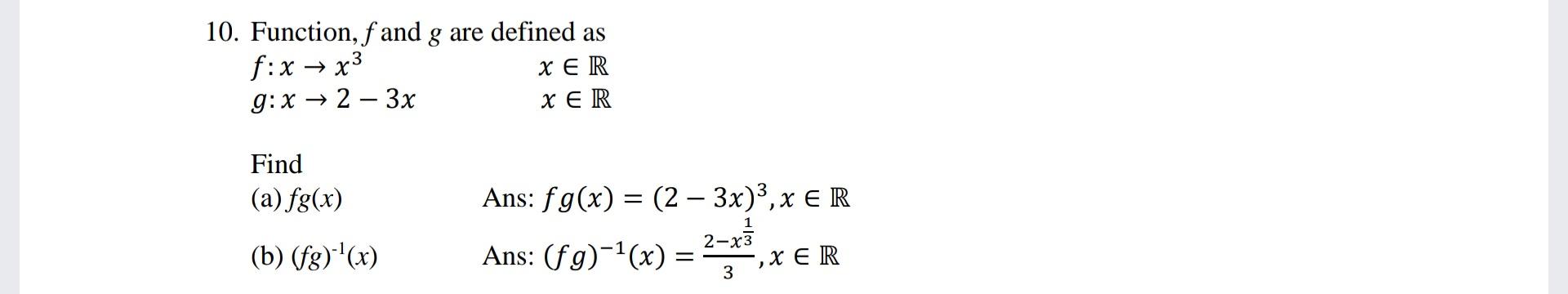 Solved 10. Function, f and g are defined as | Chegg.com