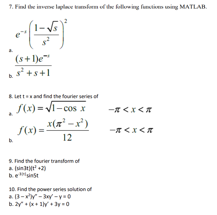 Solved 7. Find the inverse laplace transform of the | Chegg.com