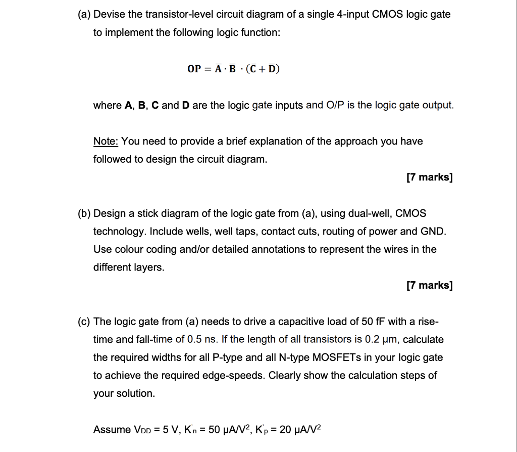 Solved (a) Devise the transistor-level circuit diagram of a | Chegg.com