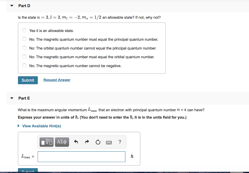 Solved Part A How many different values of l are possible | Chegg.com
