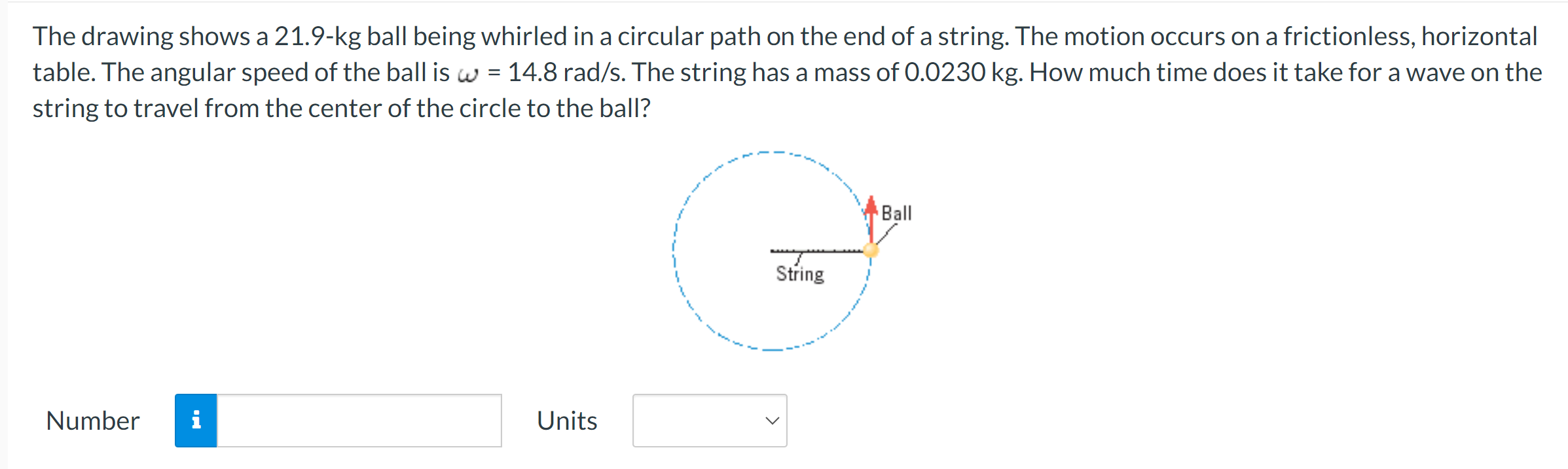 Solved The drawing shows a 21.9-kg ﻿ball being whirled in a | Chegg.com