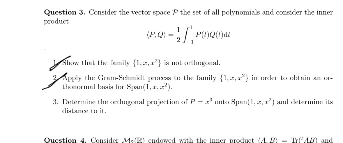 Solved Question 3. Consider the vector space \\( | Chegg.com