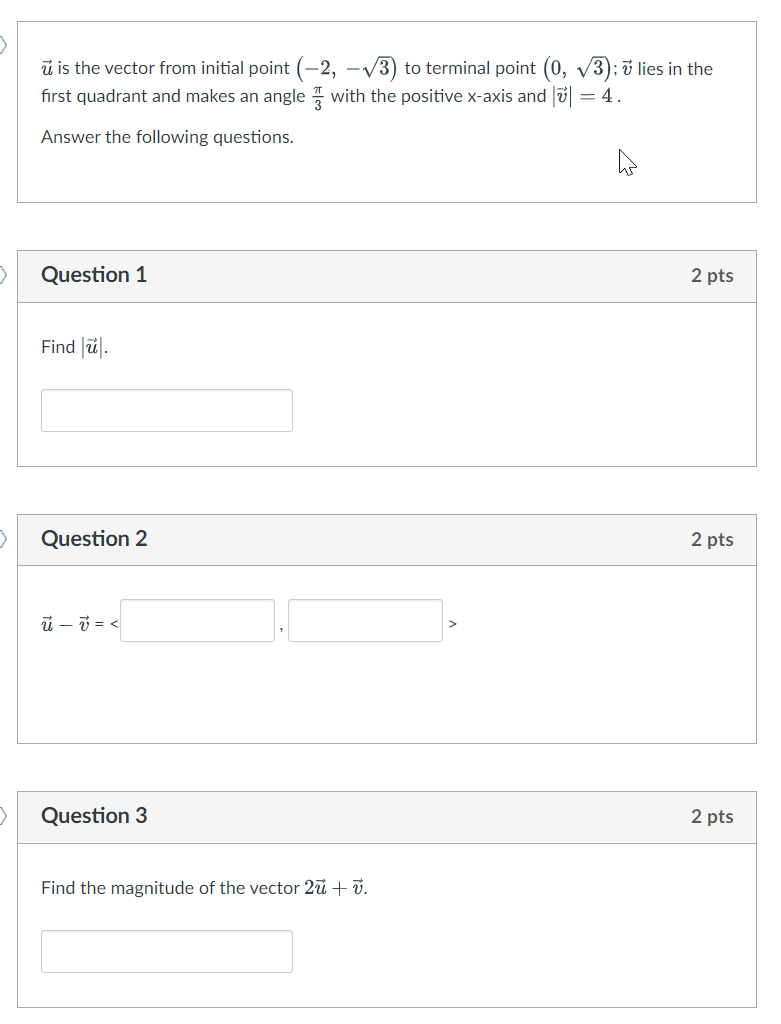 Solved vec(u) ﻿is the vector from initial point (-2,-32) ﻿to | Chegg.com