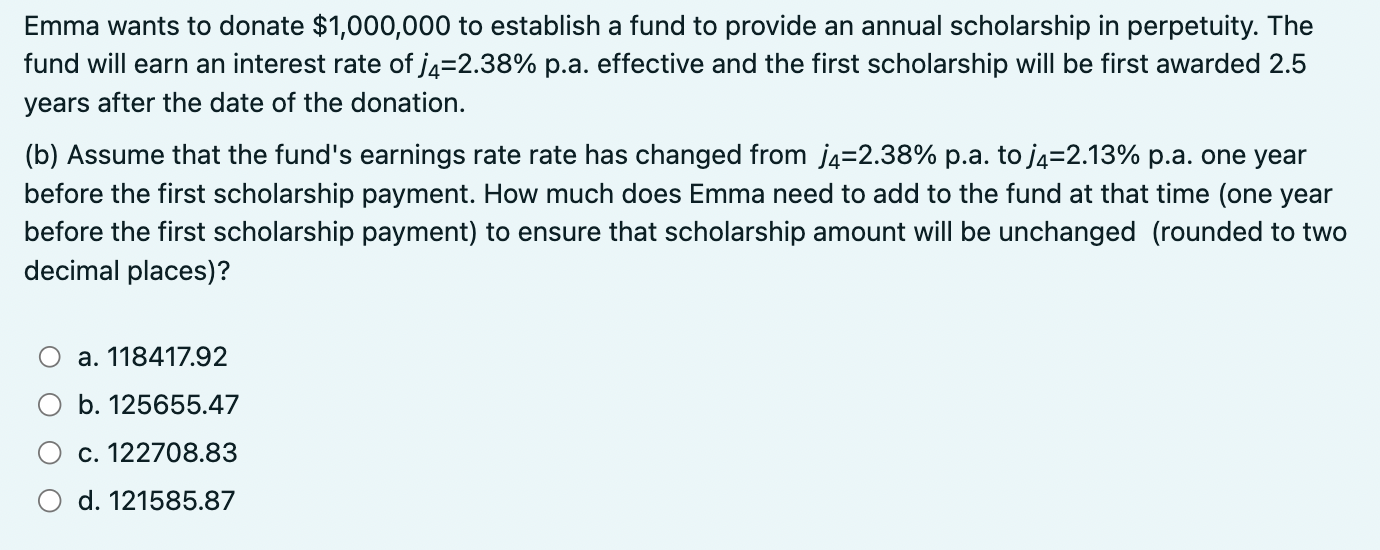Solved Emma wants to donate \\( \\$ 1,000,000 \\) to | Chegg.com