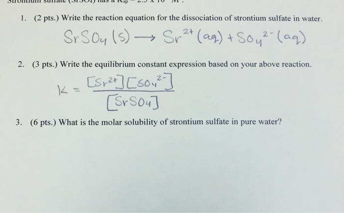 Solved Write The Reaction Equation For The Dissociation Of