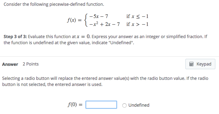 Solved Consider the following piecewise-defined function. | Chegg.com
