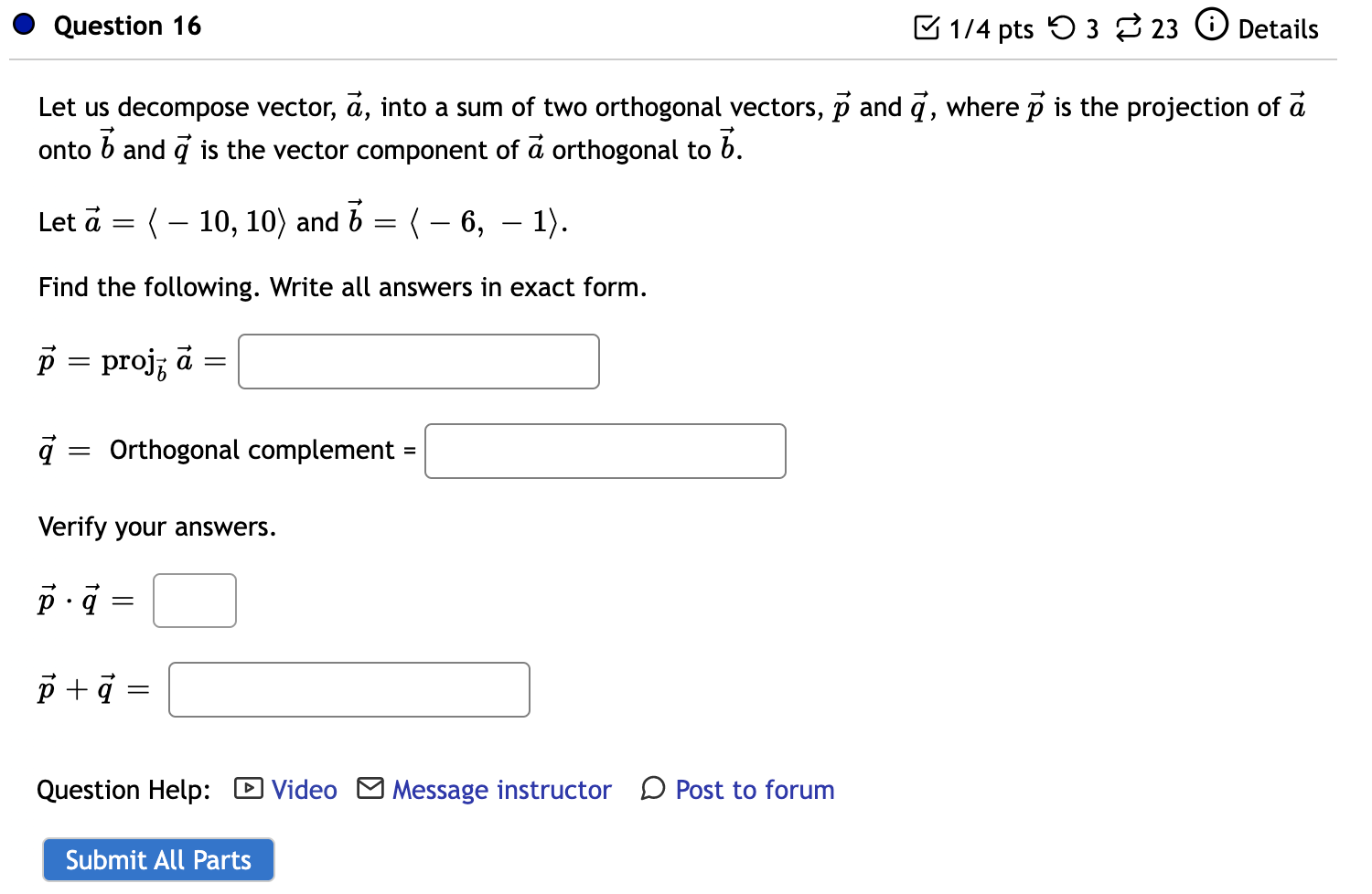 Solved Let us decompose vector, →aa→, into a sum of two | Chegg.com