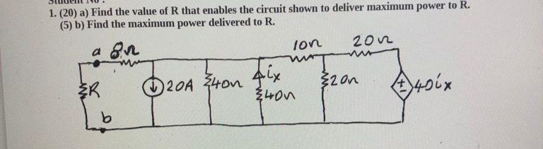 Solved 1. (20) a) Find the value of R that enables the | Chegg.com