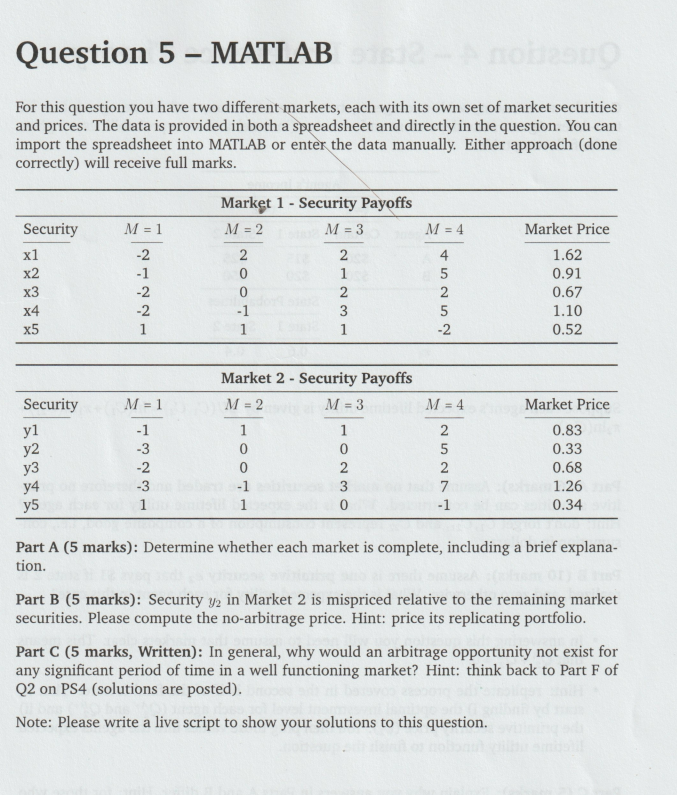 Solved Please solve the following questions in Matlab. | Chegg.com