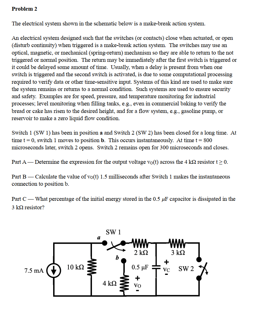 Solved Problem 2 The electrical system shown in the | Chegg.com