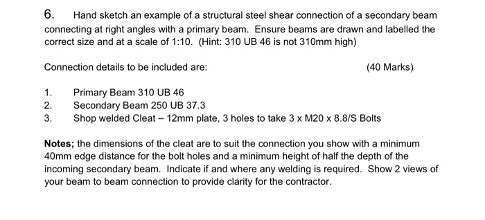 Solved 6. Hand sketch an example of a structural steel shear | Chegg.com