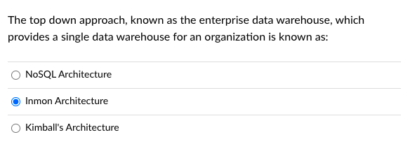 Solved The top down approach, known as the enterprise data | Chegg.com