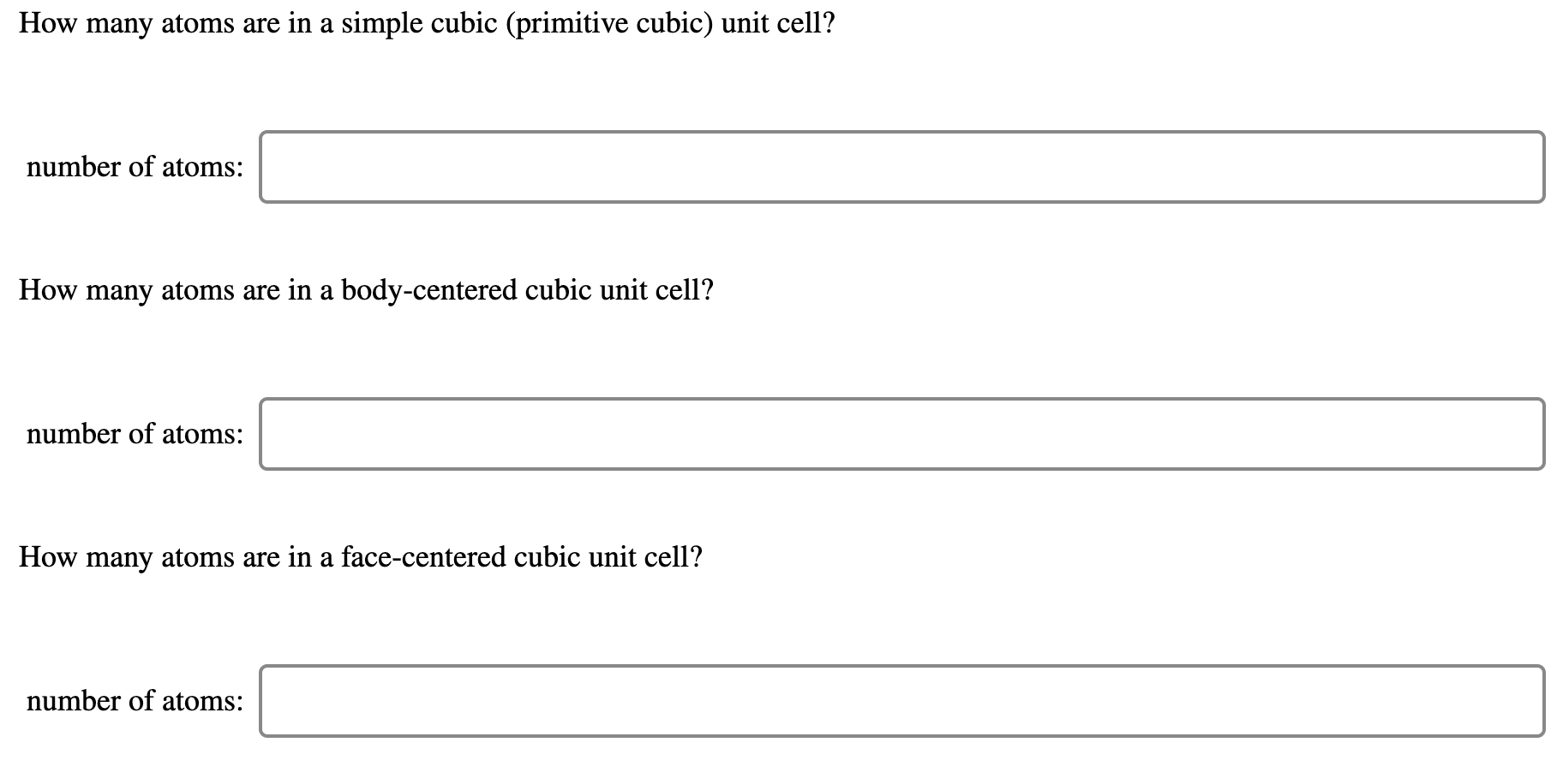 Solved How many atoms are in a simple cubic (primitive | Chegg.com