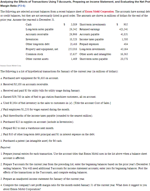 Analyzing the Effects of Transactions Using | Chegg.com