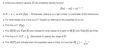 Solved A continuous random variable Xhas probability density | Chegg.com